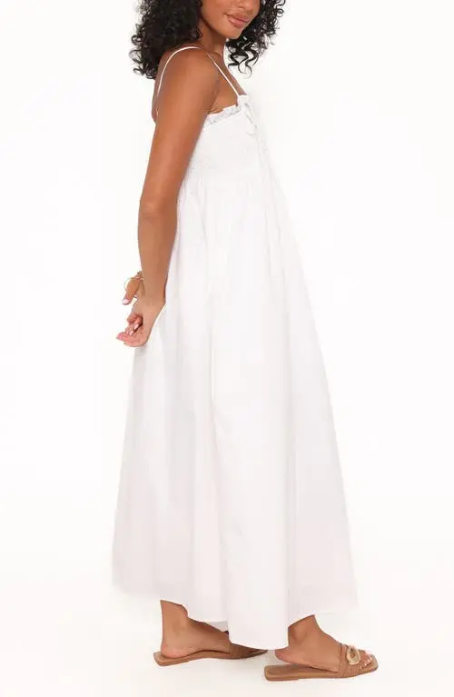 PETAL & PUP Josie Smocked Maxi Dress - White