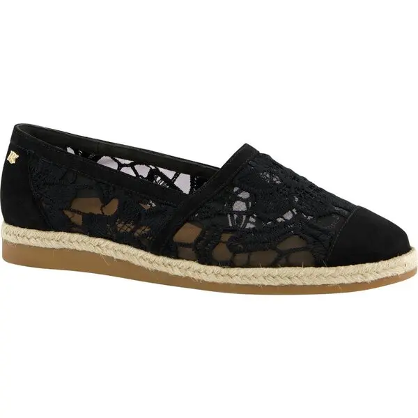Paul Green Danica Lace Flat - Black Suede Blossom Mesh