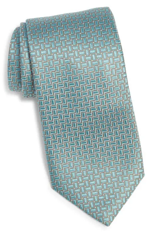 Canali Geometric Silk Neck Tie - Light Green