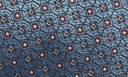 Canali Floral Medallion Silk Tie - Light Blue