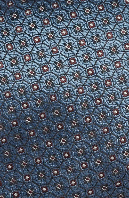 Canali Floral Medallion Silk Tie - Light Blue