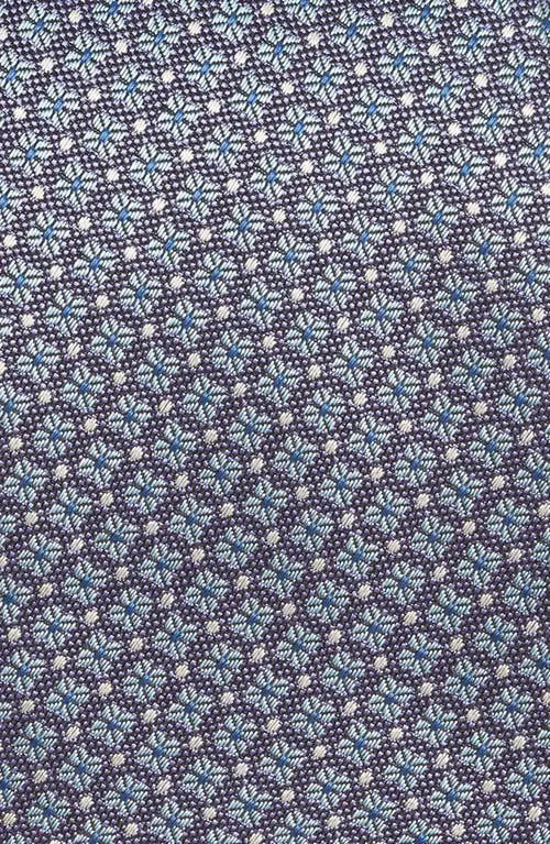Canali Floral Medallion Silk Tie - Light Blue