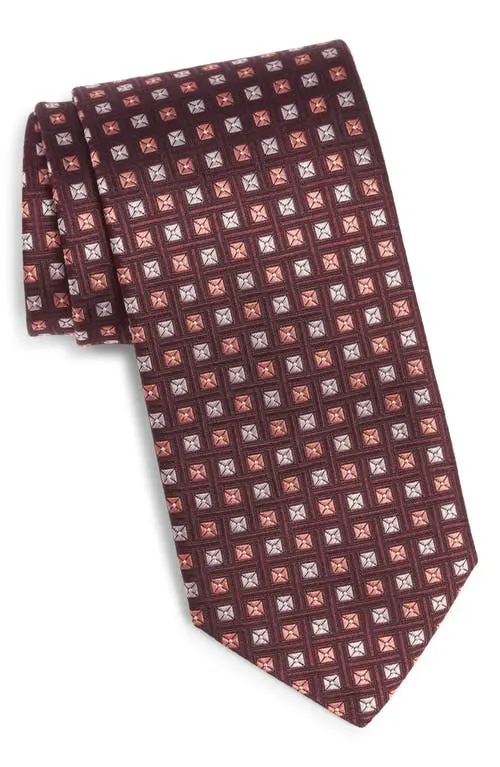 Canali Medallion Silk Tie - Dark Red