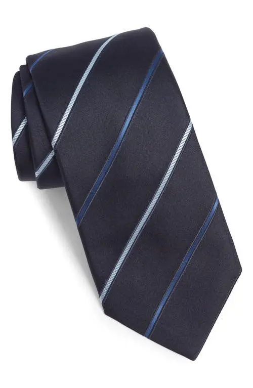 Canali Stripe Silk Necktie - Navy