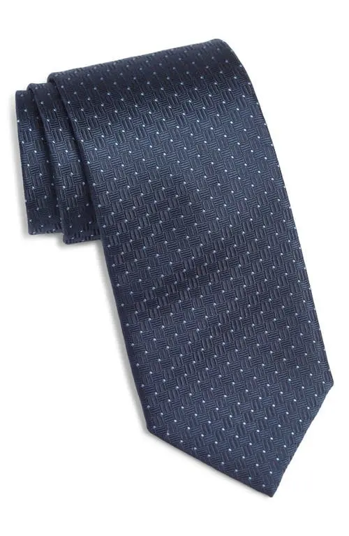 Canali Geometric Silk Neck Tie - Navy