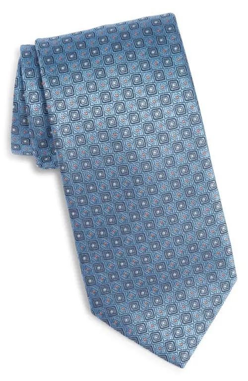 Canali Medallion Silk Tie - Light Blue