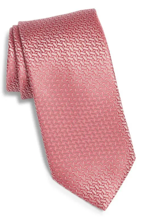 Canali Geometric Silk Neck Tie - Pink