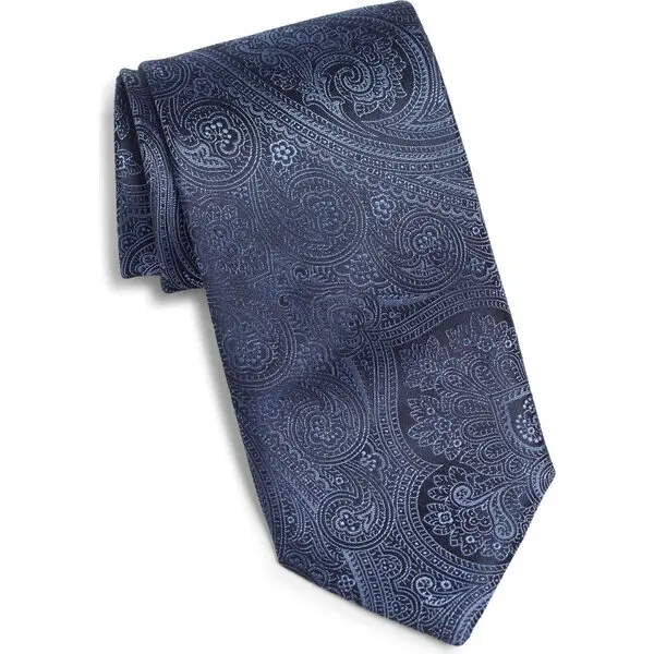 Canali Paisley Silk Neck Tie - Dark Blue