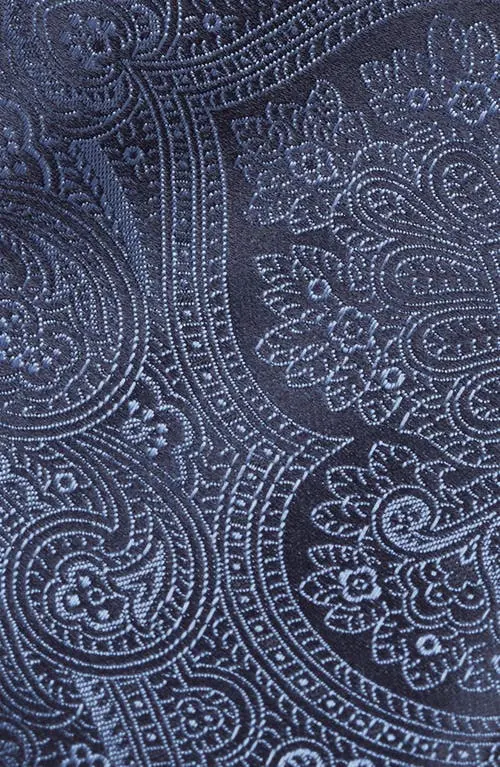 Canali Paisley Silk Neck Tie - Dark Blue