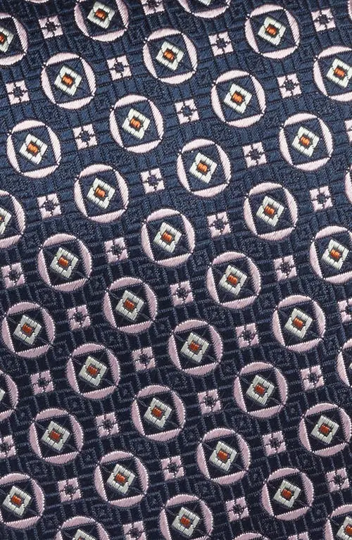 Canali Geometric Medallion Silk Tie - Navy