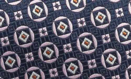 Canali Geometric Medallion Silk Tie - Navy