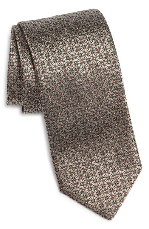 Canali Medallion Silk Neck Tie - Light Brown