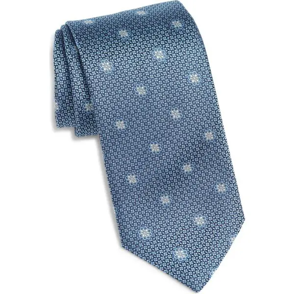 Canali Medallion Silk Neck Tie - Light Blue