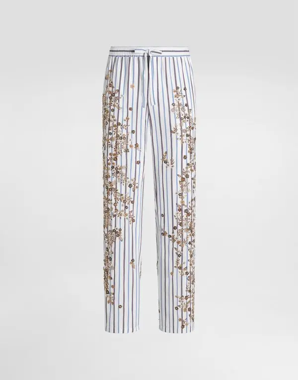 Dolce & Gabbana Cotton-silk Vanity Trousers With Embroidery