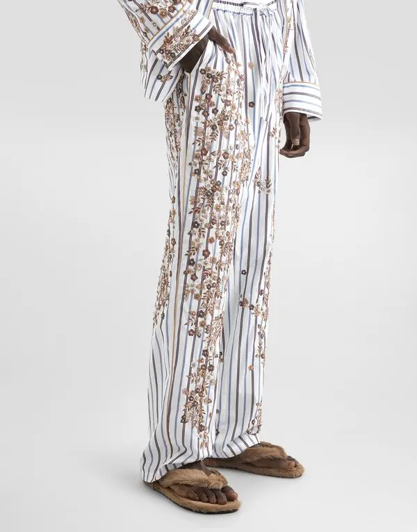 Dolce & Gabbana Cotton-silk Vanity Trousers With Embroidery