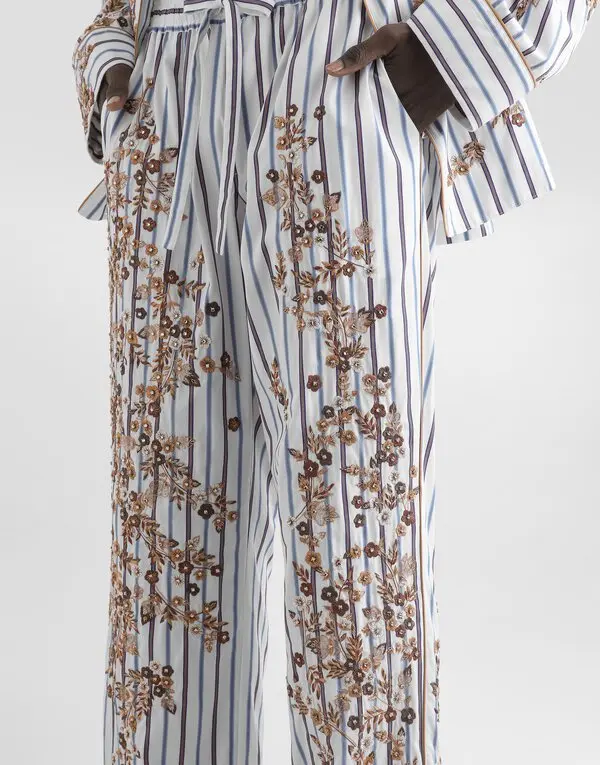 Dolce & Gabbana Cotton-silk Vanity Trousers With Embroidery