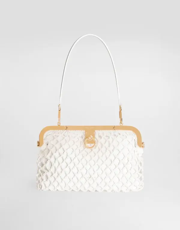 Dolce & Gabbana Amanda Handbag In Mesh And Palmellato Calfskin - White