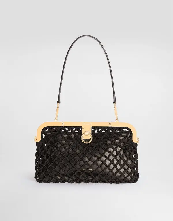 Dolce & Gabbana Amanda Handbag In Mesh And Palmellato Calfskin - Black