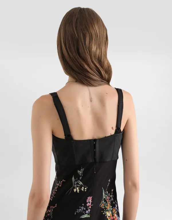 Dolce & Gabbana Flower Bouquets-print Long Charmeuse Dress