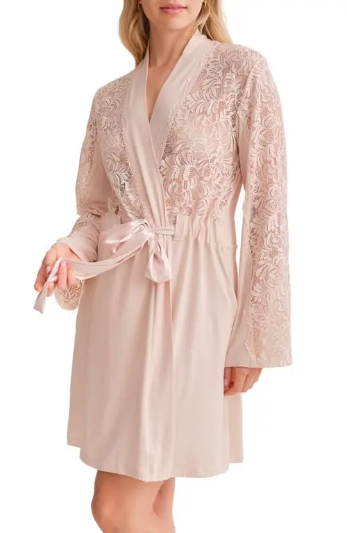 Fleur't Purely Yours Lace Trim Robe - Champagne