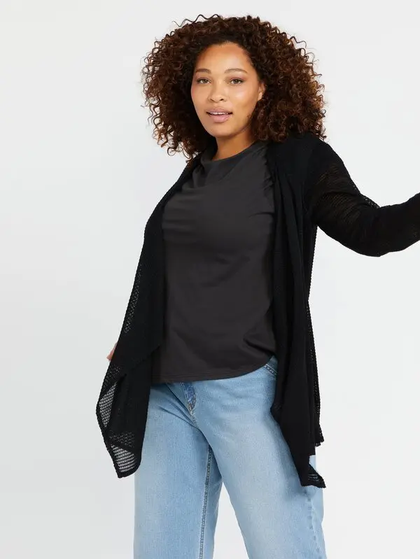 Volcom Open-front Wrap Cardigan - Black