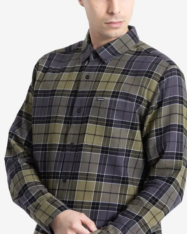 Volcom Levelstone Long Sleeve Shirt - Dark Olive