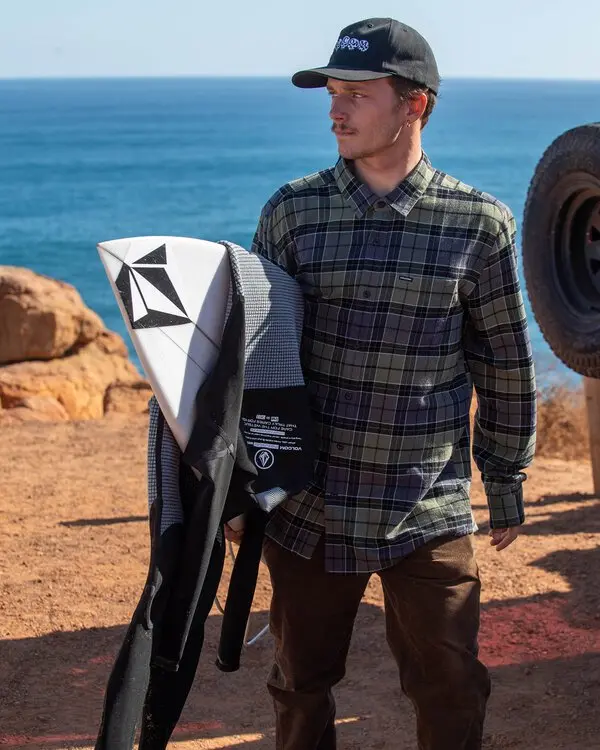 Volcom Levelstone Long Sleeve Shirt - Dark Olive