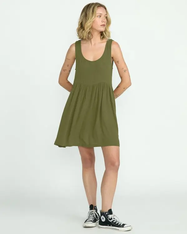 Volcom Lived In Baddie Dress - Light Army