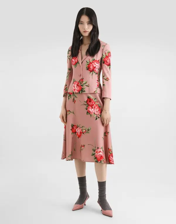 Dolce & Gabbana Rose Bouquet-print Charmeuse Jacket - Multicolor