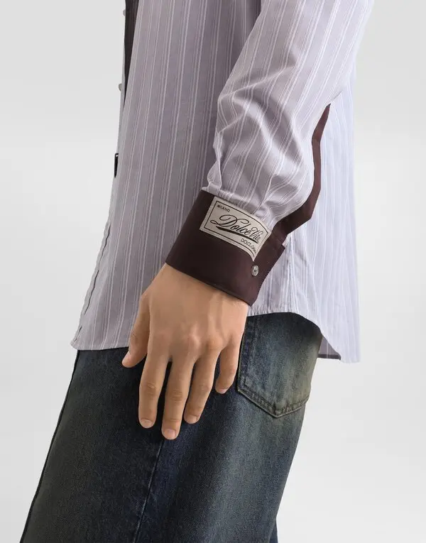 Dolce & Gabbana Striped Cotton Poplin Gold Shirt