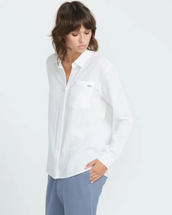 Volcom Lil Button-up Long Sleeve Shirt - White