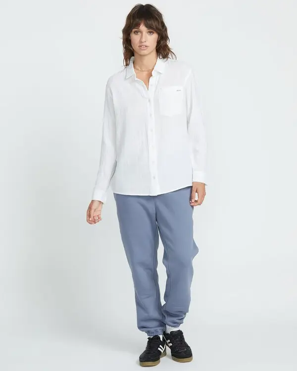Volcom Lil Button-up Long Sleeve Shirt - White