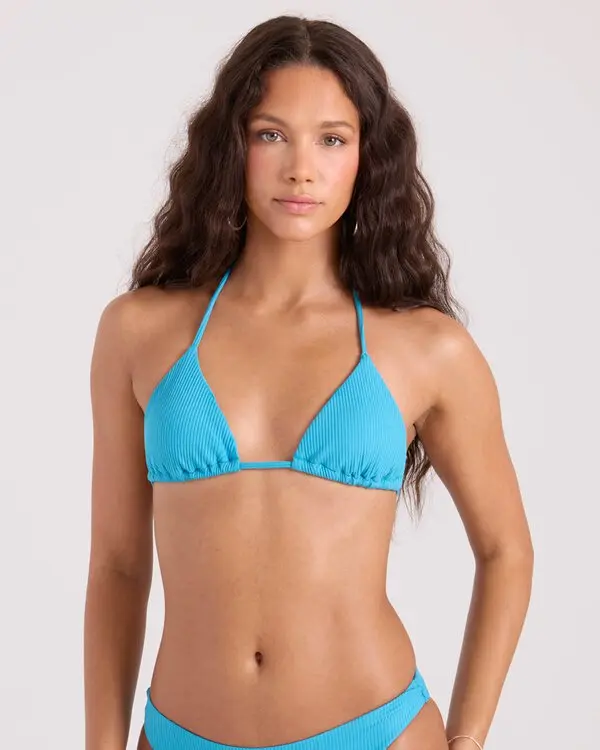 Volcom Simply Rib Triangle Bikini Top - Deep Ocean