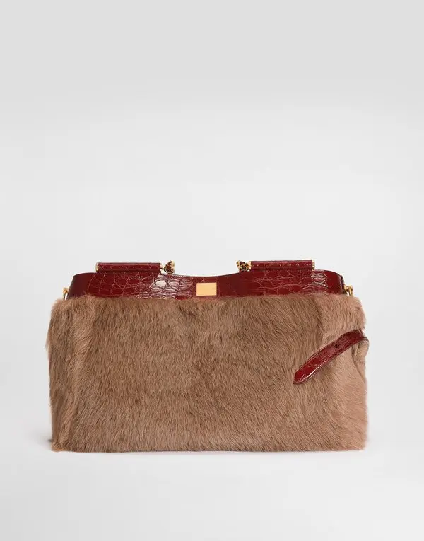 Dolce & Gabbana My Sicily Shearling And Alligator Handbag
