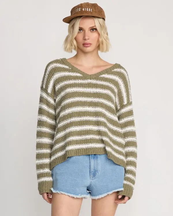 Volcom Striped Intarsia V-neck Sweater