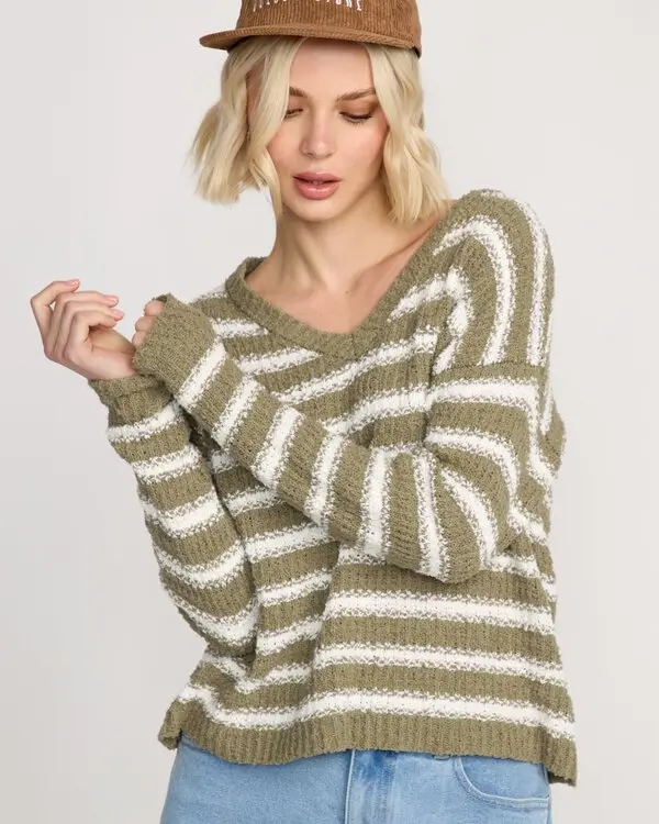 Volcom Striped Intarsia V-neck Sweater