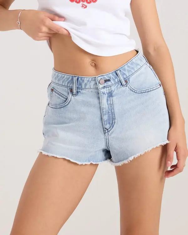 Volcom 1991 Stoned Denim Shorts - White Blue
