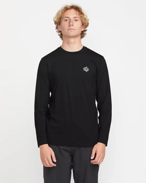 Volcom Oval Track Loose Long Sleeve Surf Tee - Black
