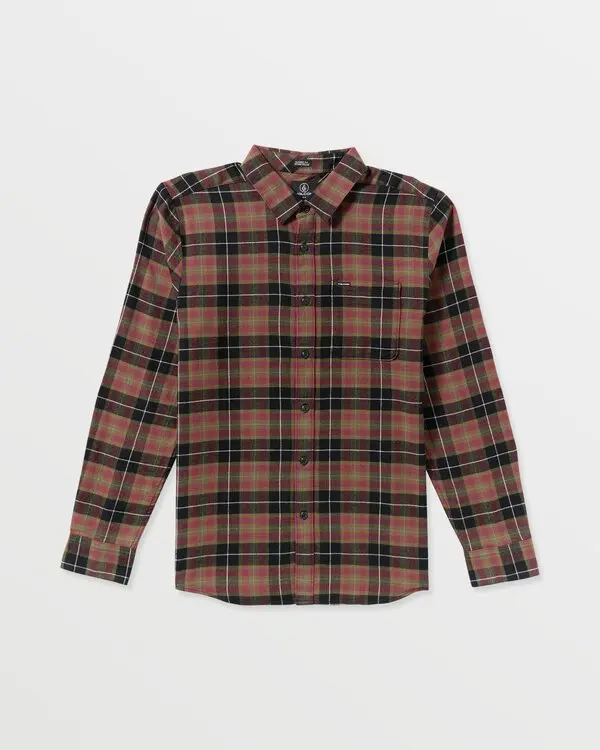 Volcom Levelstone Long Sleeve Shirt - Black/red