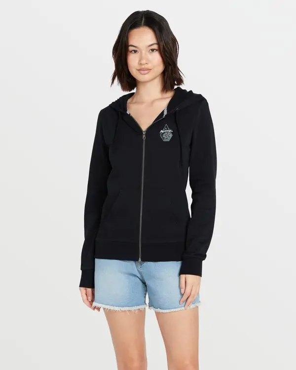 Volcom Hooded Zip-up Sweatshirt - Black