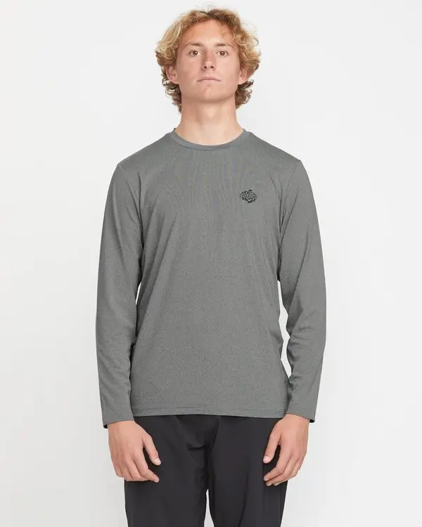 Volcom Oval Track Loose Long Sleeve Surf Tee - Heather Grey