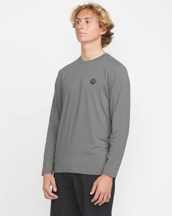 Volcom Oval Track Loose Long Sleeve Surf Tee - Heather Grey