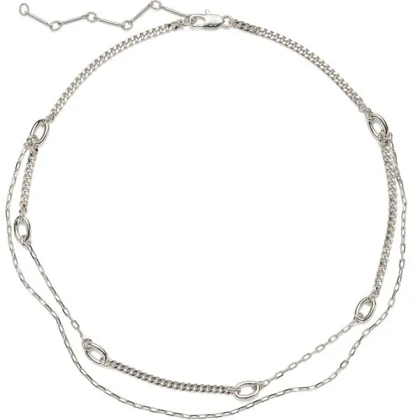 Lady Grey Dual Chain Layered Necklace - Silver