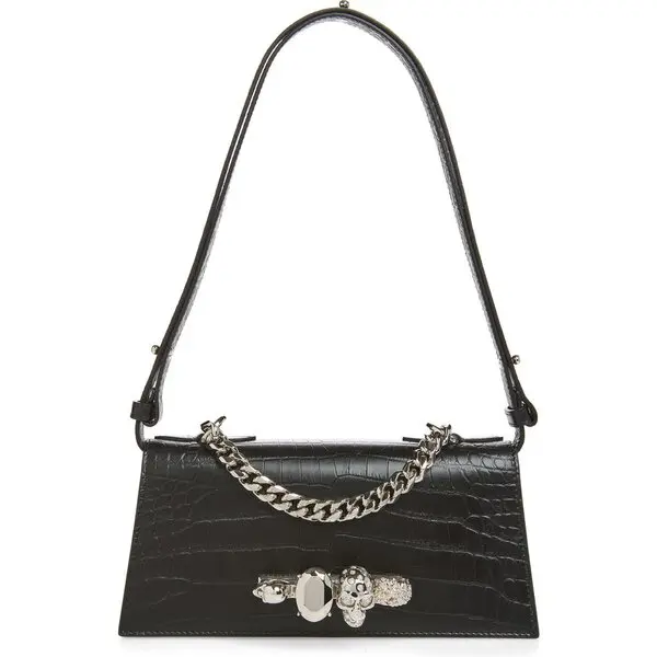 Alexander McQueen Mini Jewelled Shoulder Bag - Black/silver