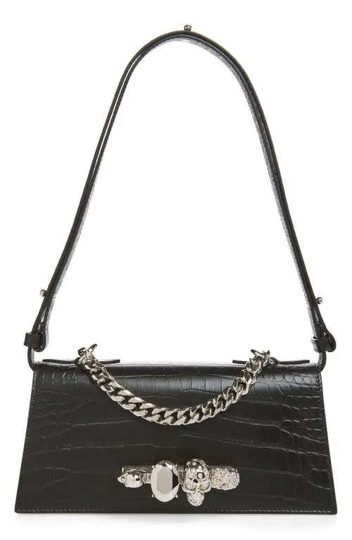 Alexander McQueen Mini Jewelled Shoulder Bag - Black/silver