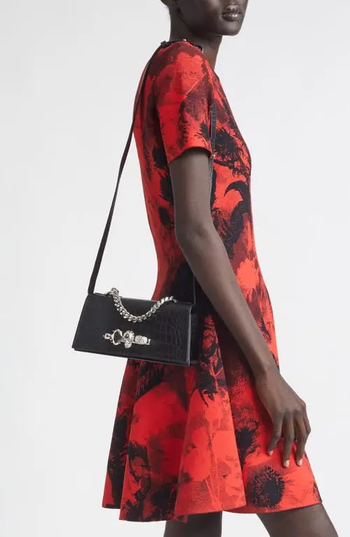Alexander McQueen Mini Jewelled Shoulder Bag - Black/silver
