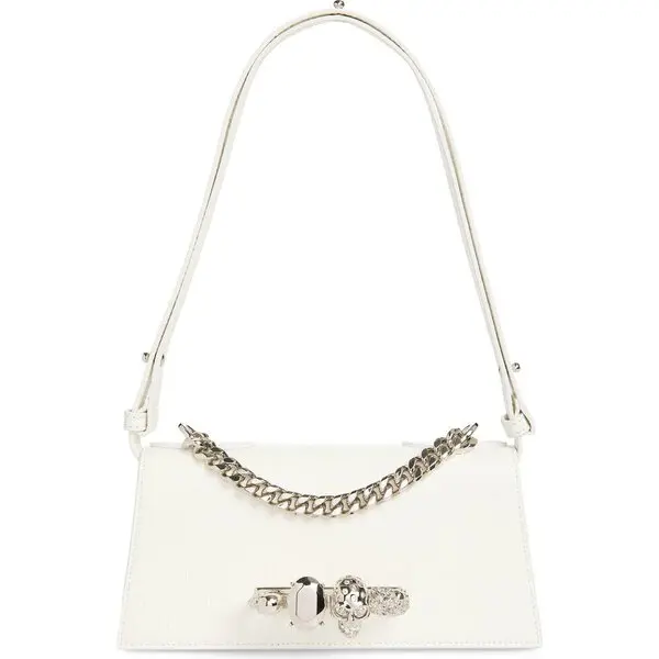 Alexander McQueen Mini Jewelled Shoulder Bag - White/silver