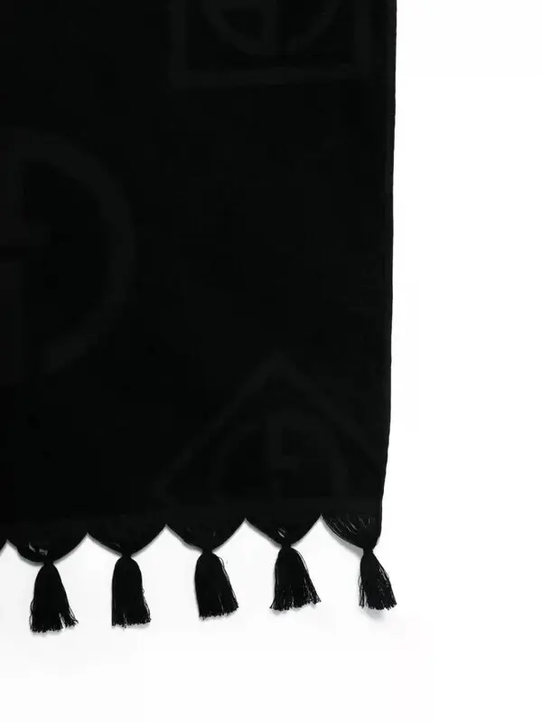 Giorgio Armani Logo Patterned Tassel Beach Towel