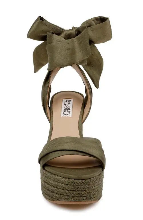 Badgley Mischka Ximora Platform Wedge Espadrille - Olive Silk