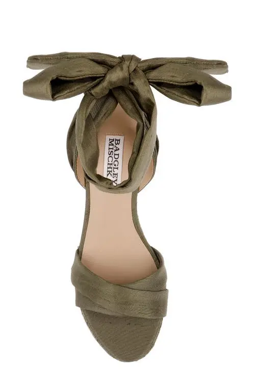 Badgley Mischka Ximora Platform Wedge Espadrille - Olive Silk